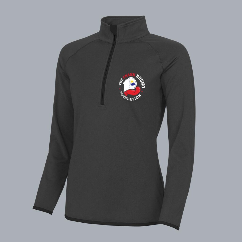 Ladies Cool Half Zip Sweat - Frank Bruno Foundation Round Logo - The ...